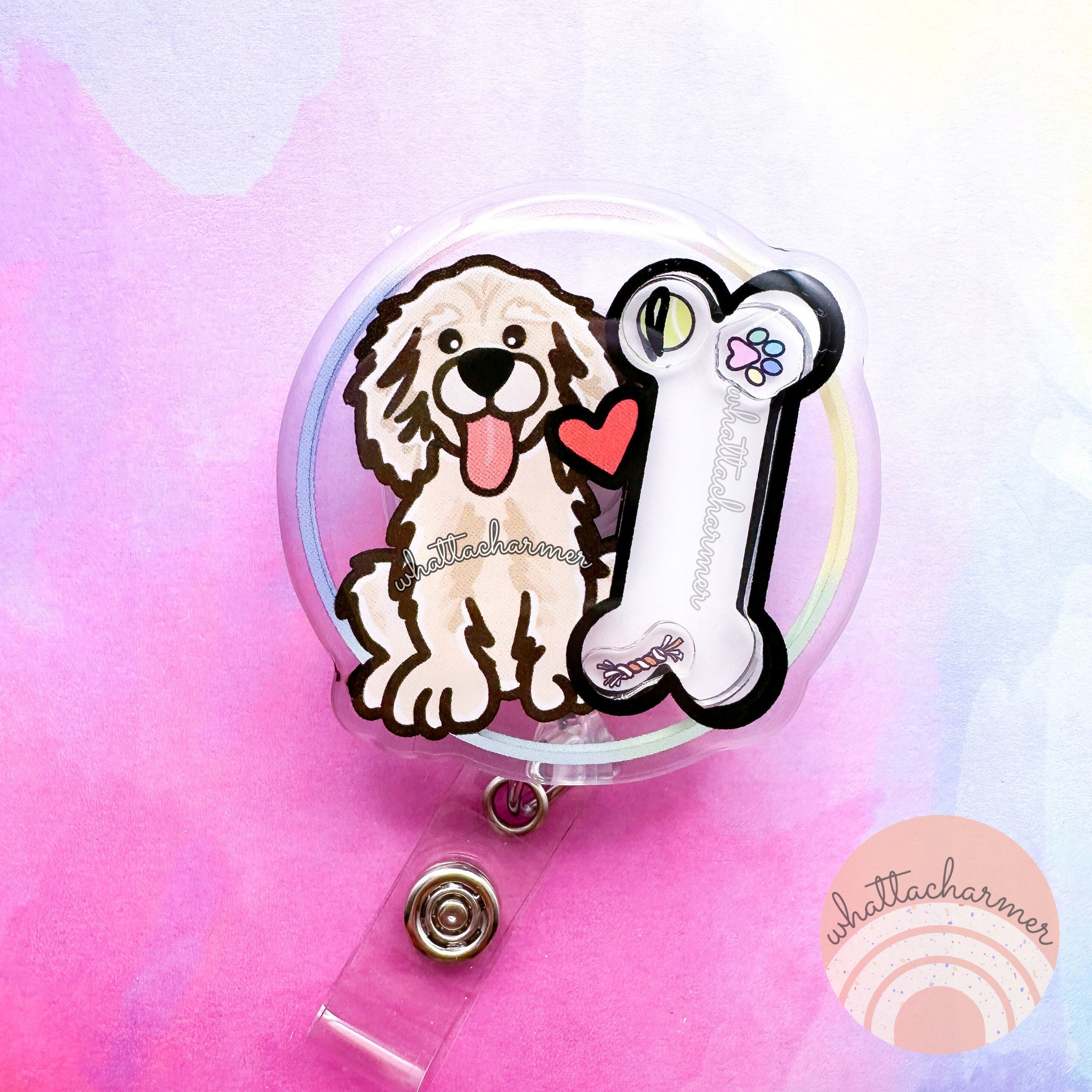 English Cream Golden Retriever Badge Reel, English Cream Retriever ...