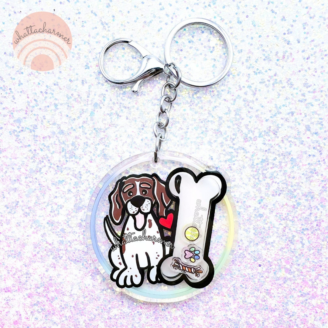 Liver and White English Pointer Keychain, Liver and White Pointer Dog ...