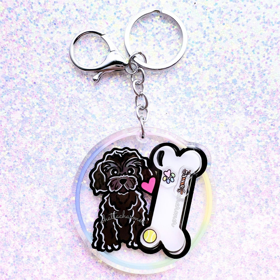 Black Cavapoo Acrylic Keychain, Cavapoo Mom Keyring, Cavapoo Puppies ...