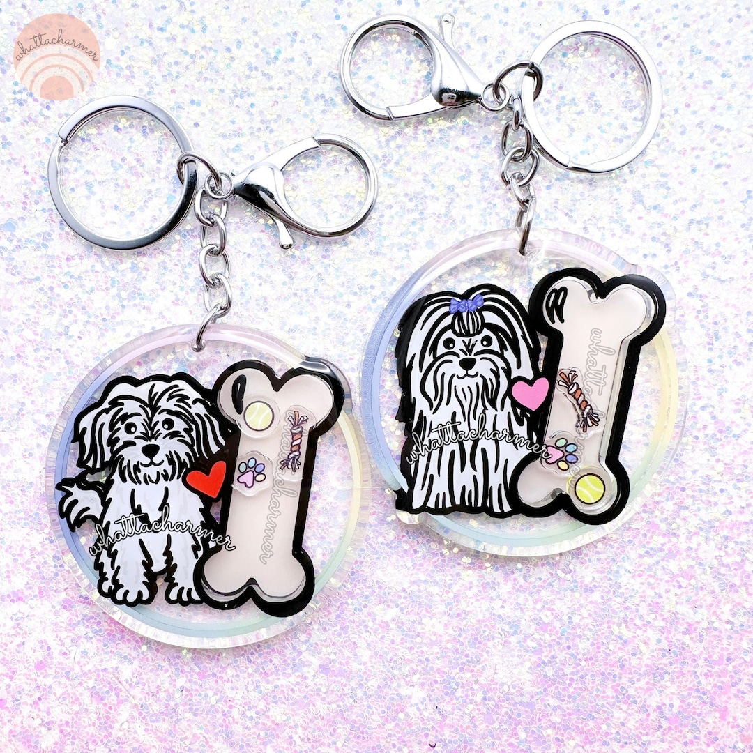 Maltese Dog Keychain, Maltipoo Keychain, White Havanese Keyring ...