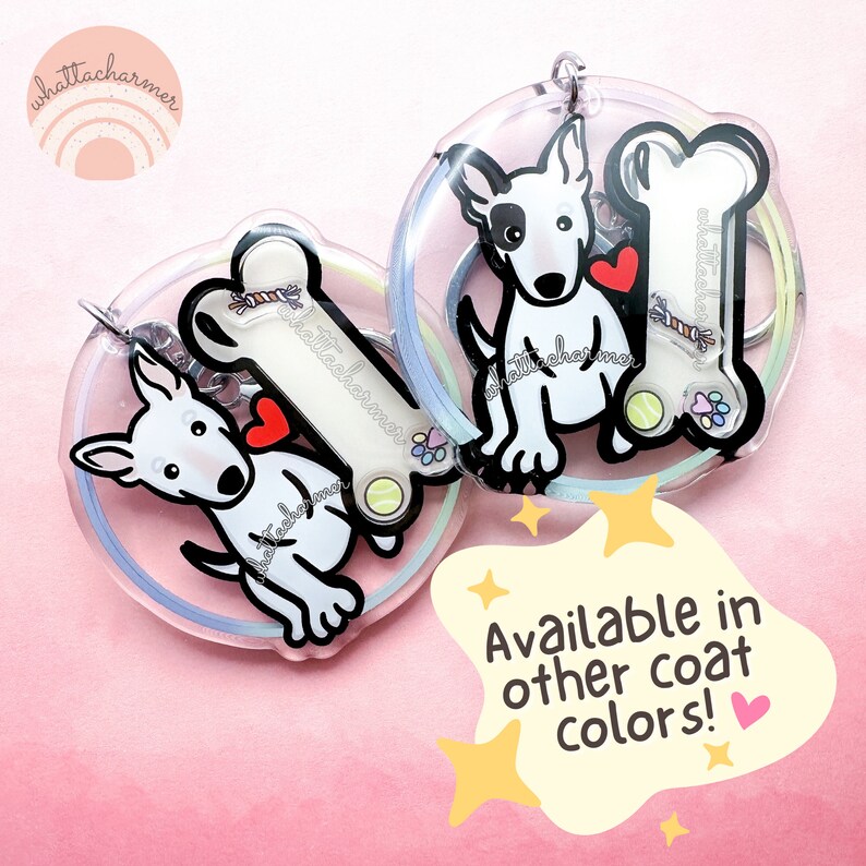 Red Bull Terrier Keychain, English Bull Terrier Keyring, Miniature Bull ...