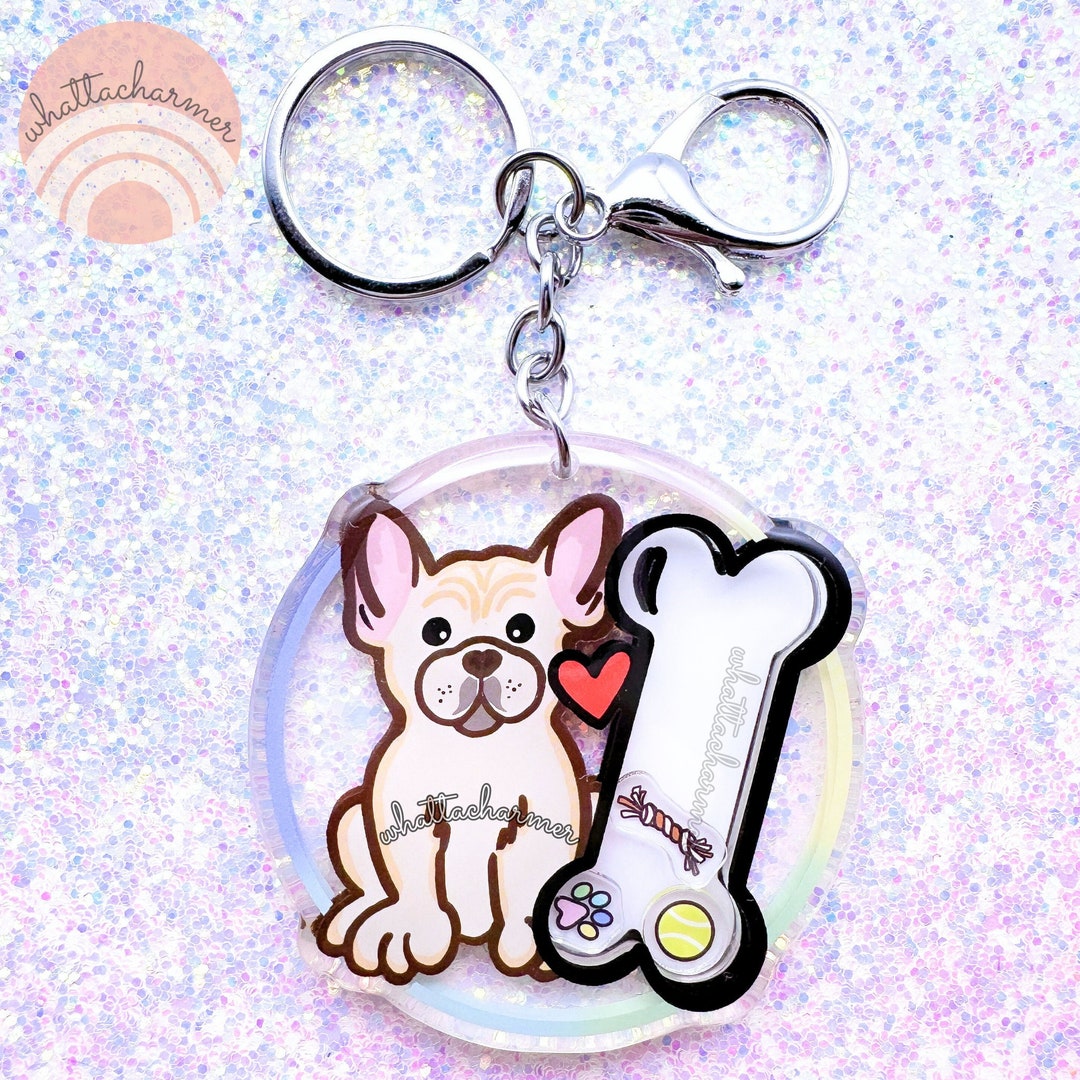 Cream French Bulldog Keychain, Cream Frenchie Dog Keyring, Frenchie Dog ...