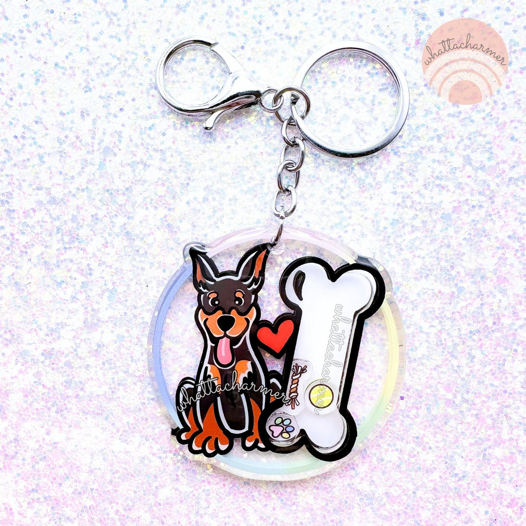 Black and Rust Doberman Pinscher Keychain, Black and Tan Doberman Dog ...