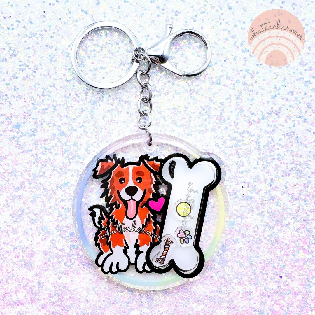 Red Border Collie Keychain, Herding Border Collie Key Ring, Border ...