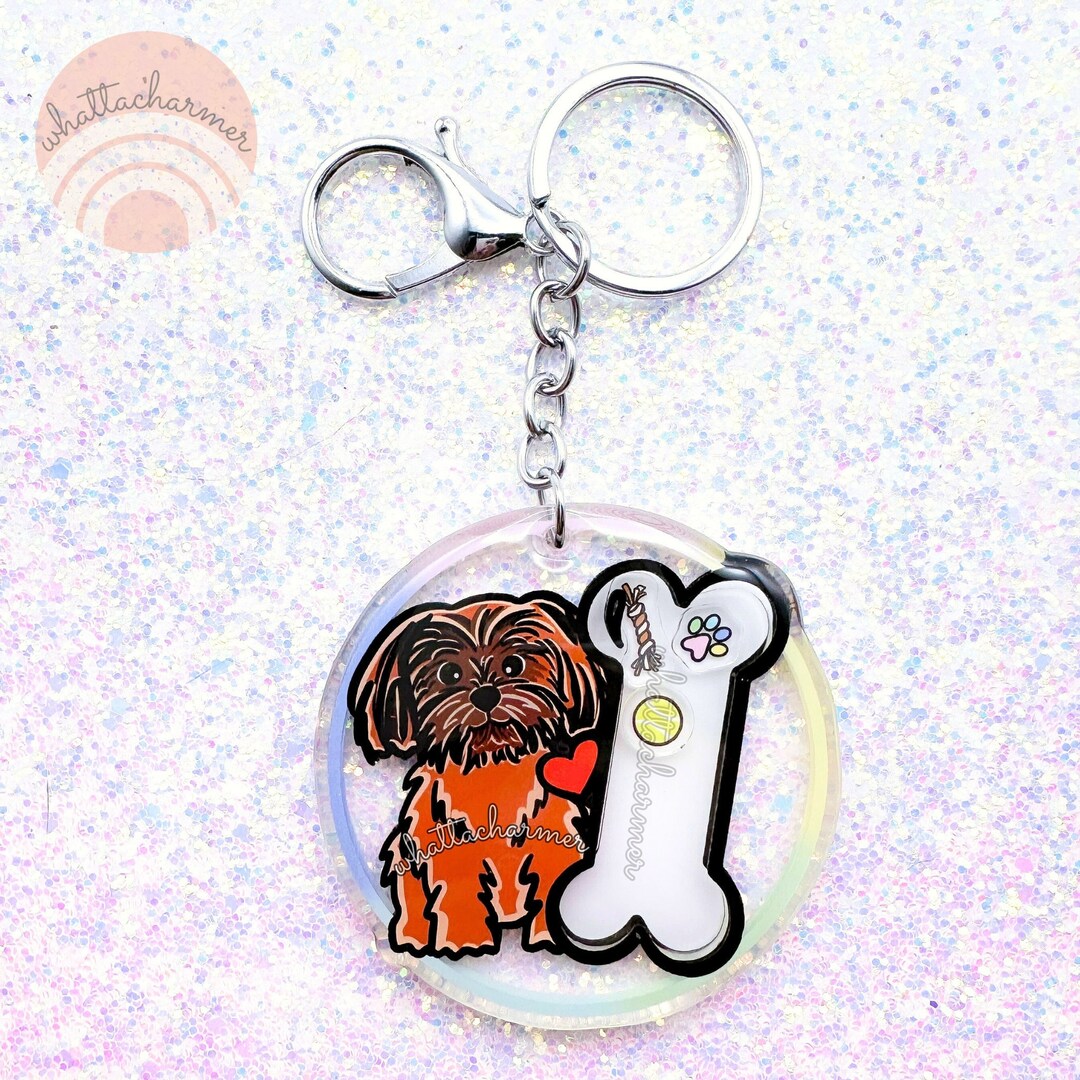 Red Shih Tzu Keychain, Shih Tzu Dog Keyring, Shih Poo Dog Charm, Shih ...