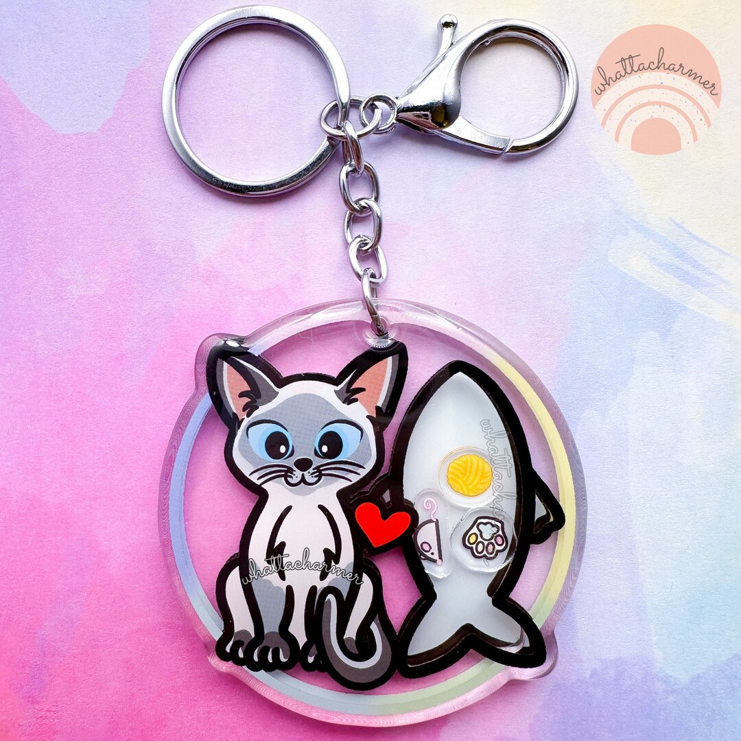 Blue Point Siamese Cat Keychain, Blue Siamese Cat Keyring, Siamese ...