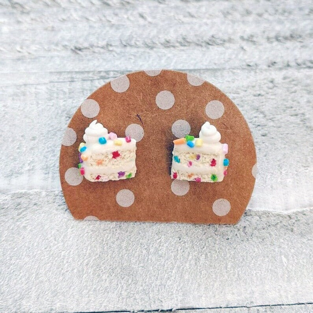 Birthday Cake Stud Earrings, Confetti Cake Earrings, Birthday Studs ...