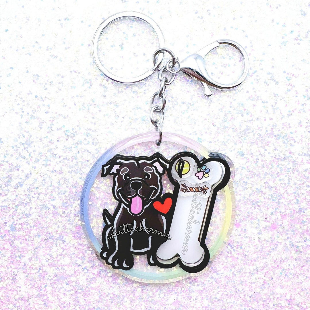 Black Staffordshire Bull Terrier Keychain, Staffy Keyring, Staffy Charm ...