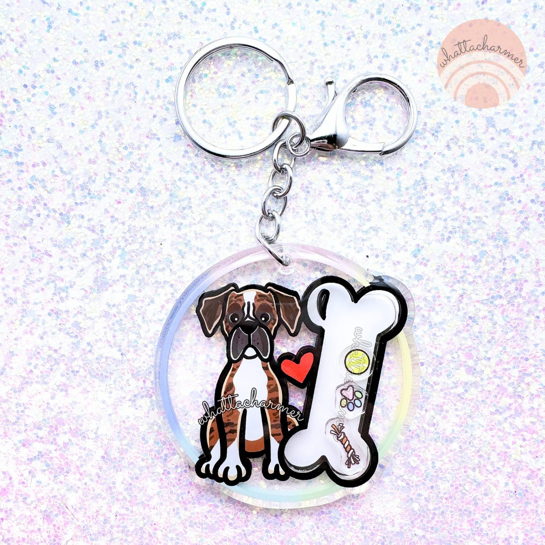 Brindle Boxer Dog Keychain, Boxer Puppy Keyring, Boxer Dog Mom Charm ...