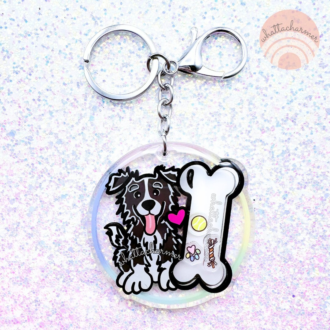 Black Border Collie Keychain, Herding Border Collie Key Ring, Border ...