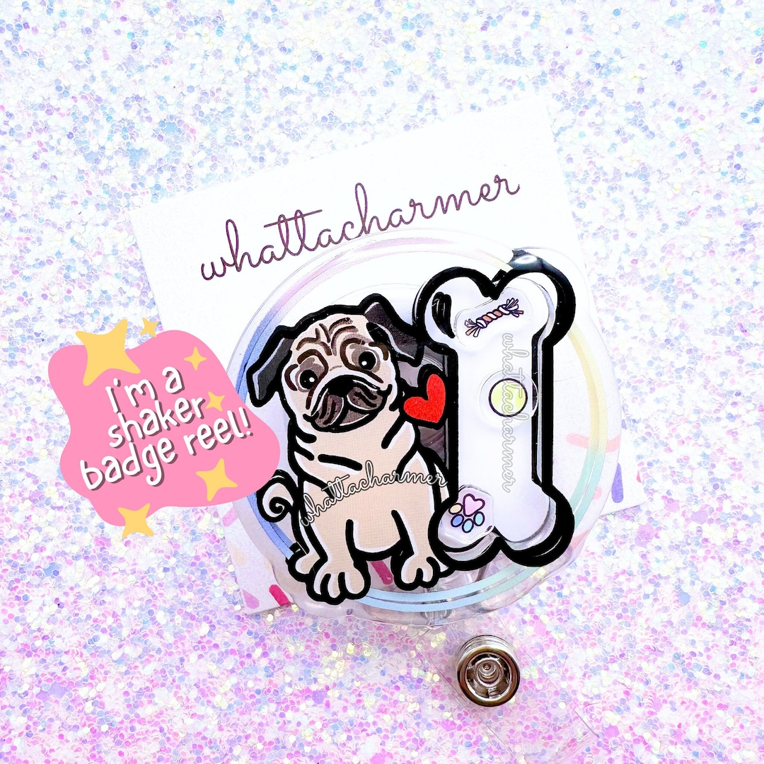 Fawn Pug Badge Reel, Pug Dog Badge, Pug Mama Badge Holder, Pug Lovers ...