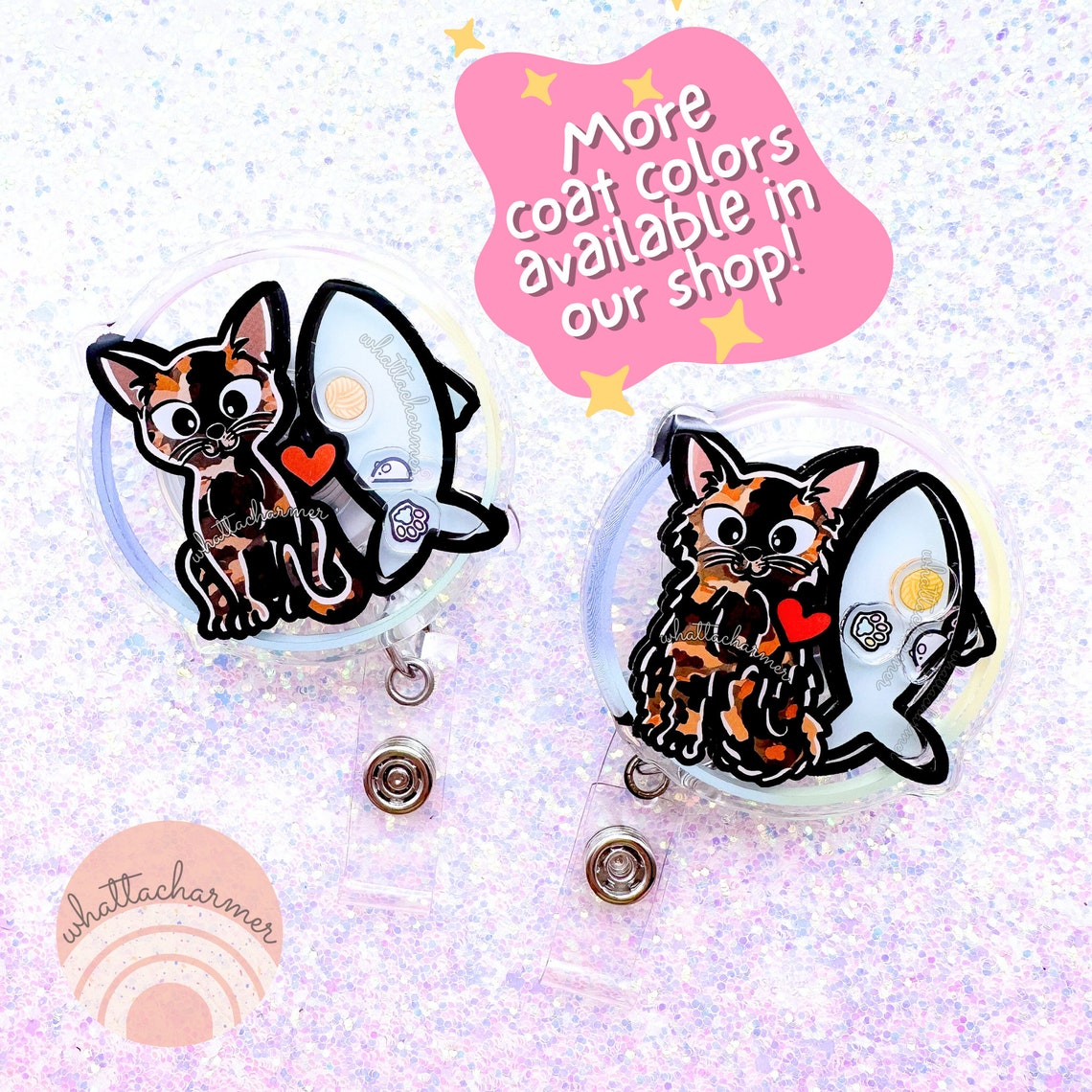 Shorthaired Tortoiseshell Tabby Cat Badge Reel, Torbie Kitty Badge ...