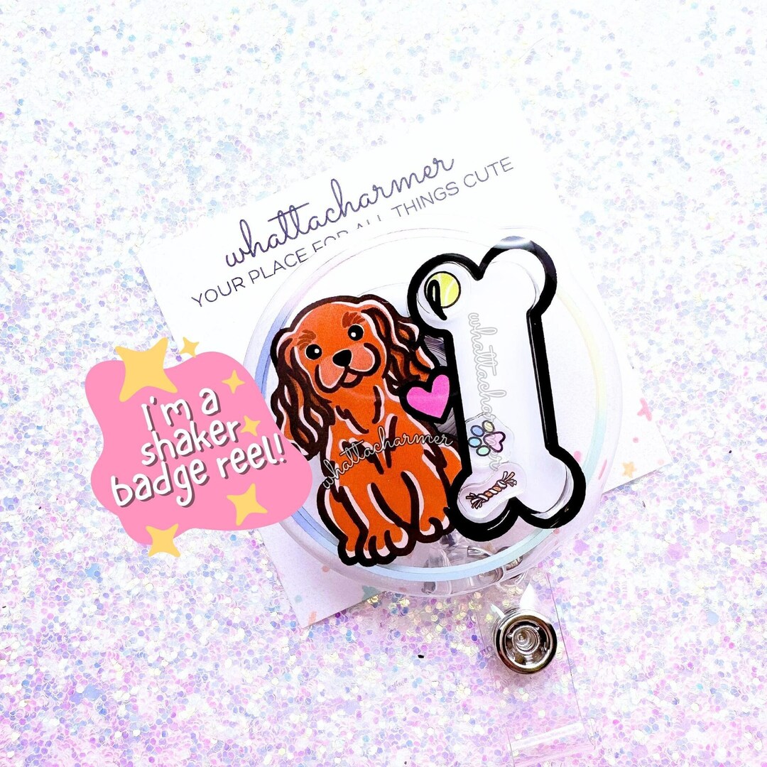 Ruby Cavalier King Charles Spaniel Badge Reel, Red Cavalier Dog Badge ...
