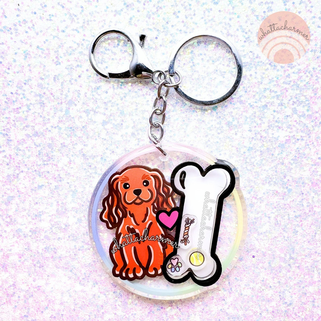 Ruby Cavalier King Charles Spaniel Keychain, Red Cavalier Dog Key Ring ...
