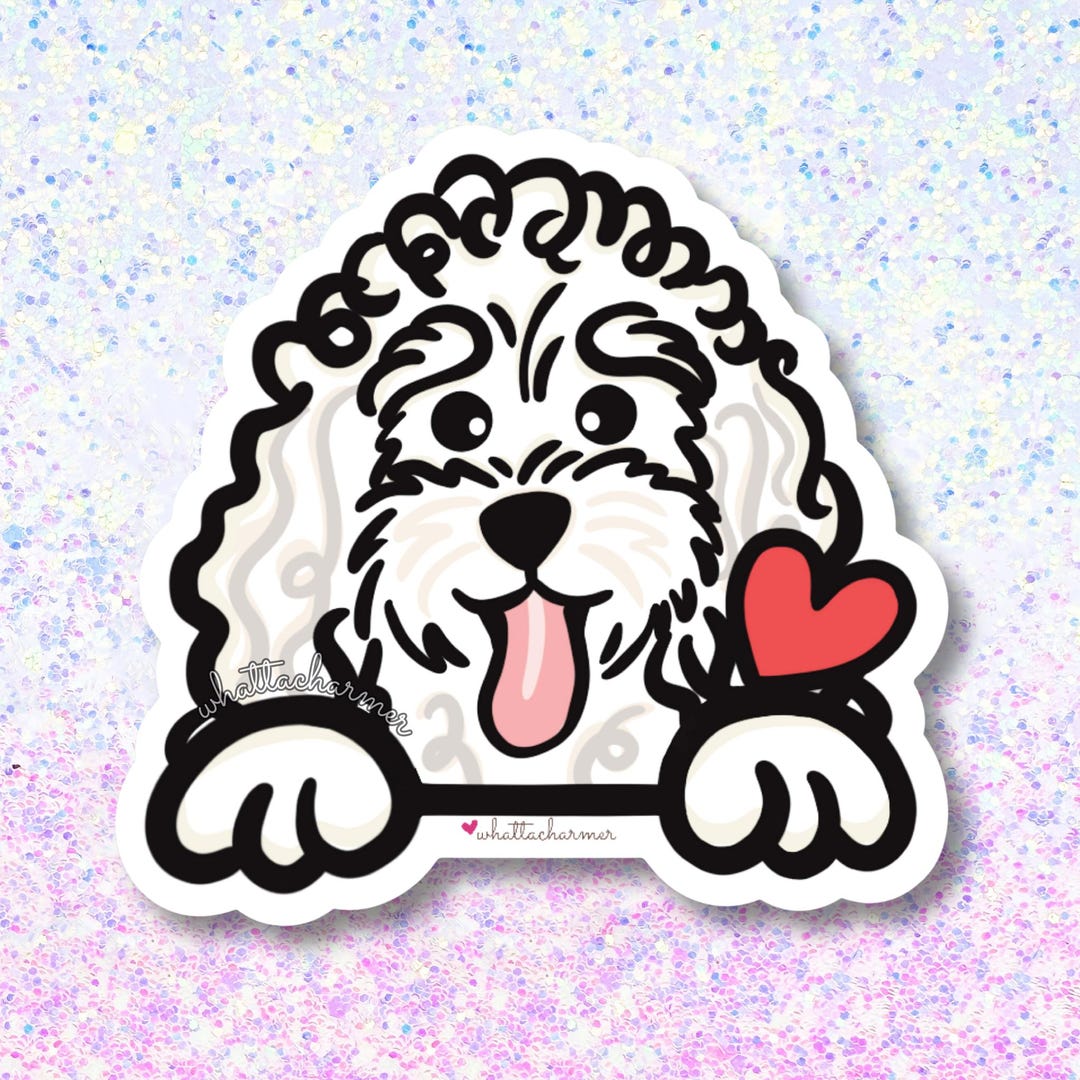 White Poodle Sticker, White Standard Poodle Vinyl Decal, Cute Dog ...