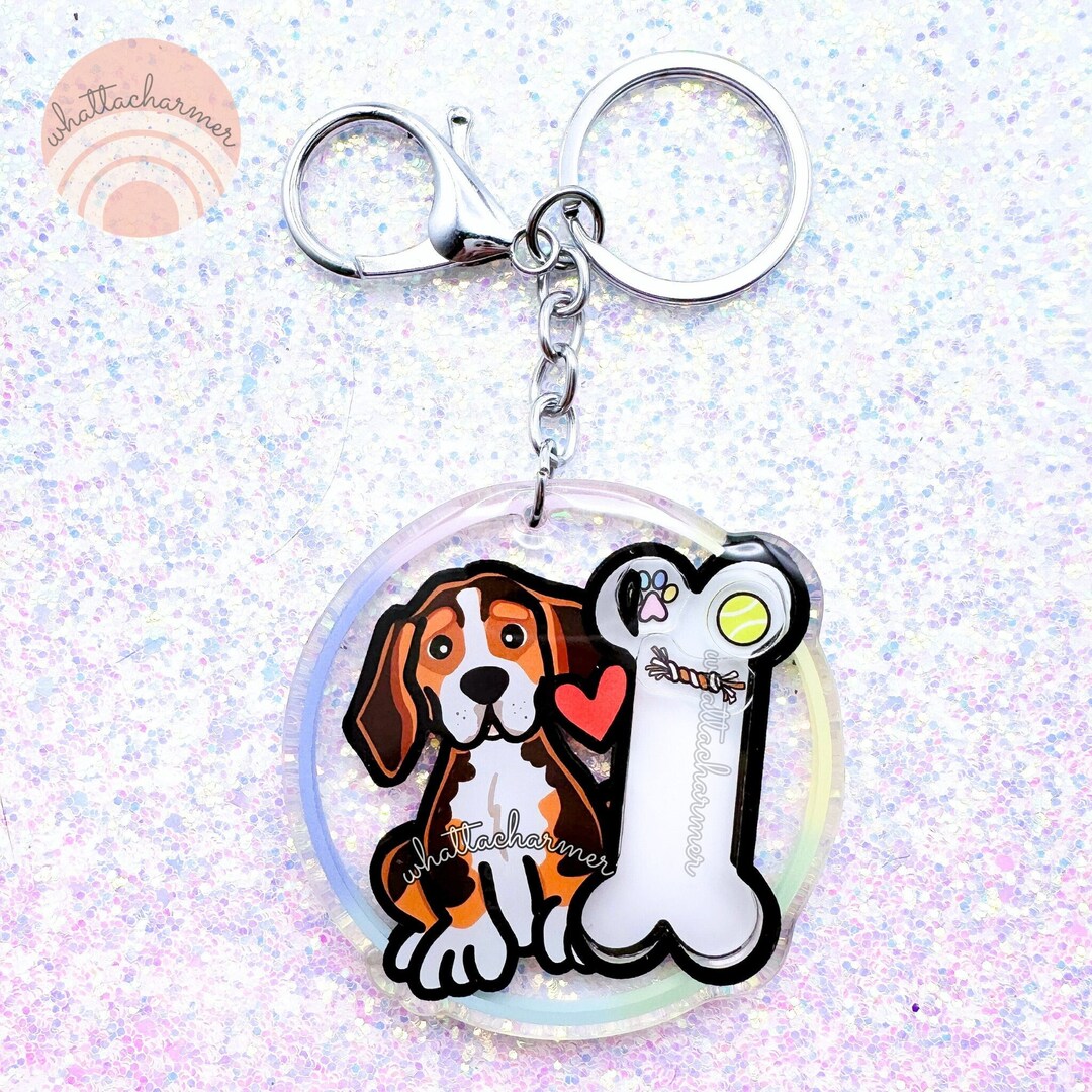Black Tricolor Beagle Keychain, Black Tri Beagle Dog Key Ring, Beagle ...