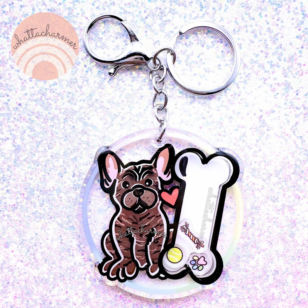 Brindle French Bulldog Keychain, French Bulldog Dog Keyring, Frenchie ...