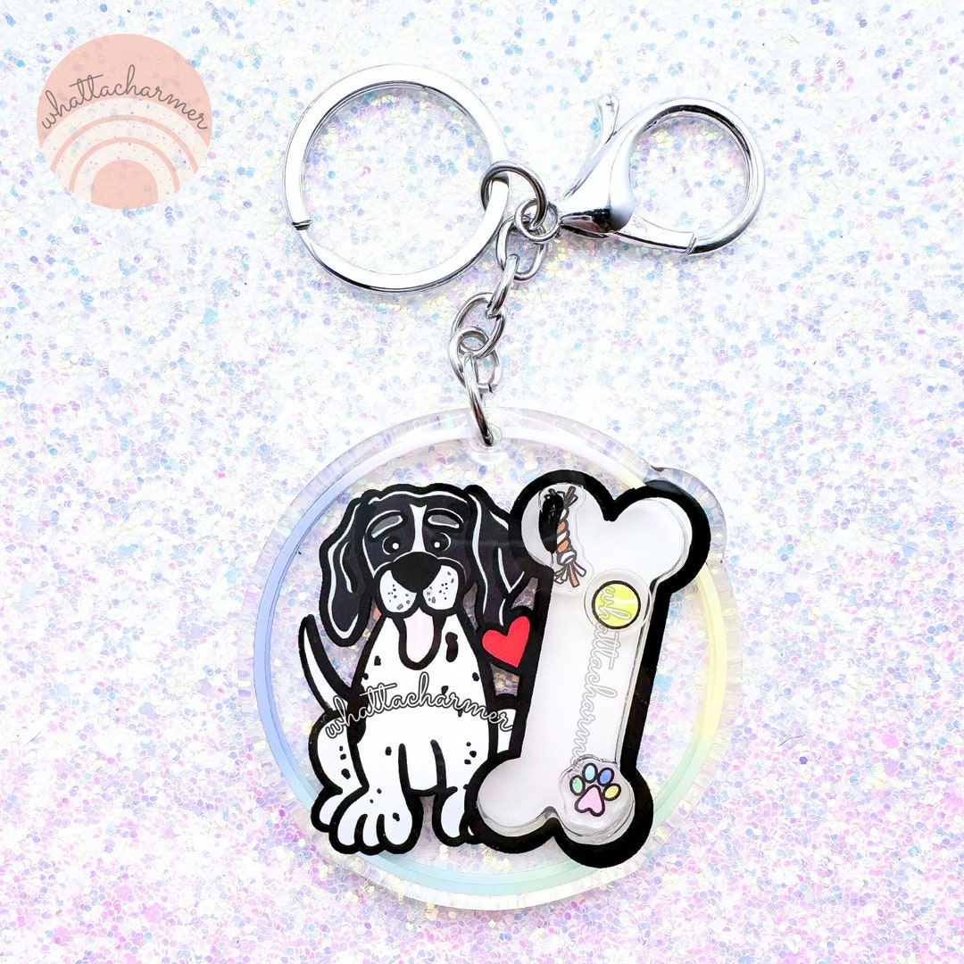 Black and White English Pointer Keychain, Black and White Pointer Dog ...