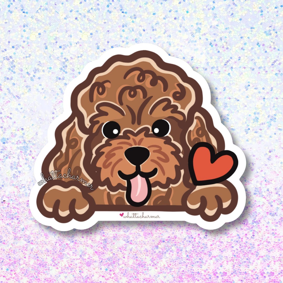 Red Toy Poodle Sticker, Toy Poodle Vinyl Decal, Doodle Dog Sticker ...