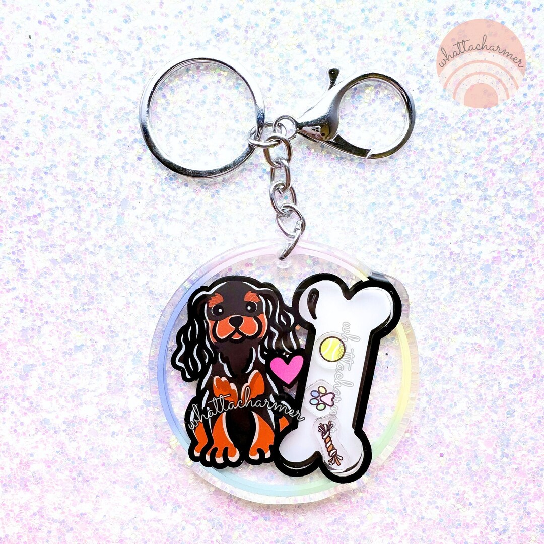 Black and Tan Cavalier King Charles Spaniel Keychain, Cavalier Dog ...