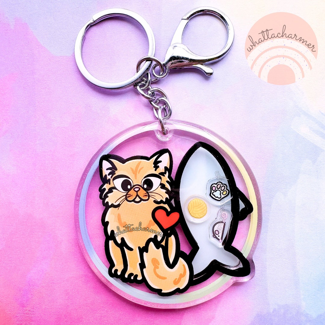 Orange Persian Cat Keychain, Persian Cat Mom Keyring, Kitten Christmas ...