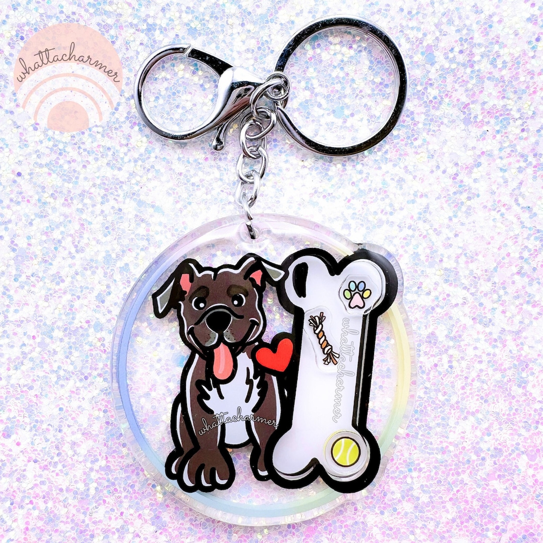 Seal Pitbull Acrylic Keychain, Pitbull Mama Keyring, Gray Pitbull Puppy ...