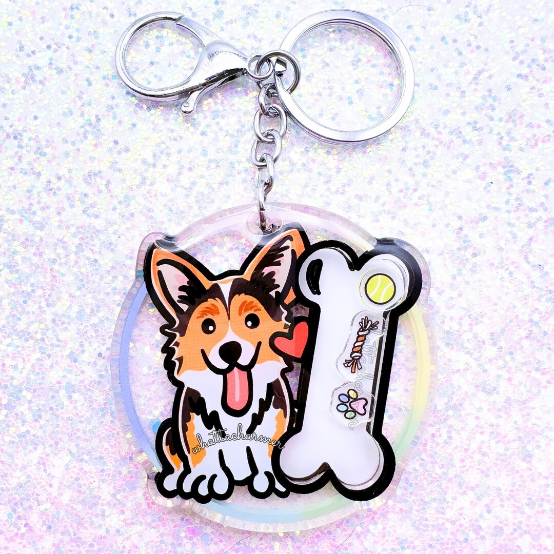 Red Headed Tricolor Pembroke Welsh Corgi Keychain, Corgi Lovers Artwork ...