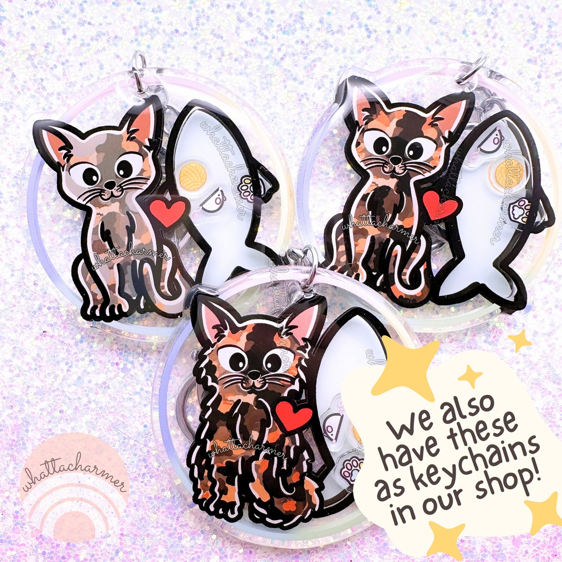 Shorthaired Tortoiseshell Tabby Cat Badge Reel, Torbie Kitty Badge ...