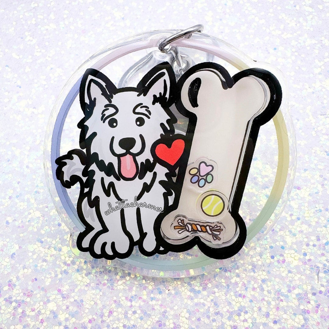 Samoyed Dog Keychain, White Husky Keychain, White Dog Keyring, Samoyed ...
