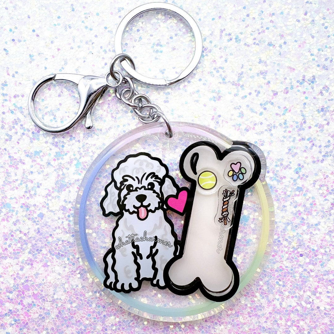 White Toy Poodle Acrylic Keychain, Toy Poodle Mom Keyring, Toy Poodle ...