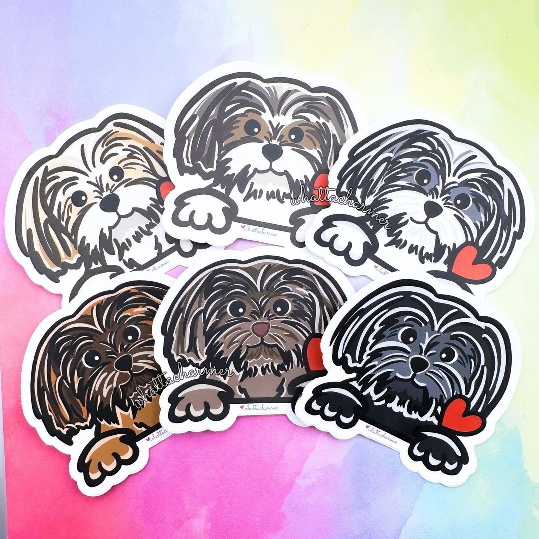 Shih Tzu Sticker, Gold and White Shih Tzu Vinyl Decal, Liver and White ...