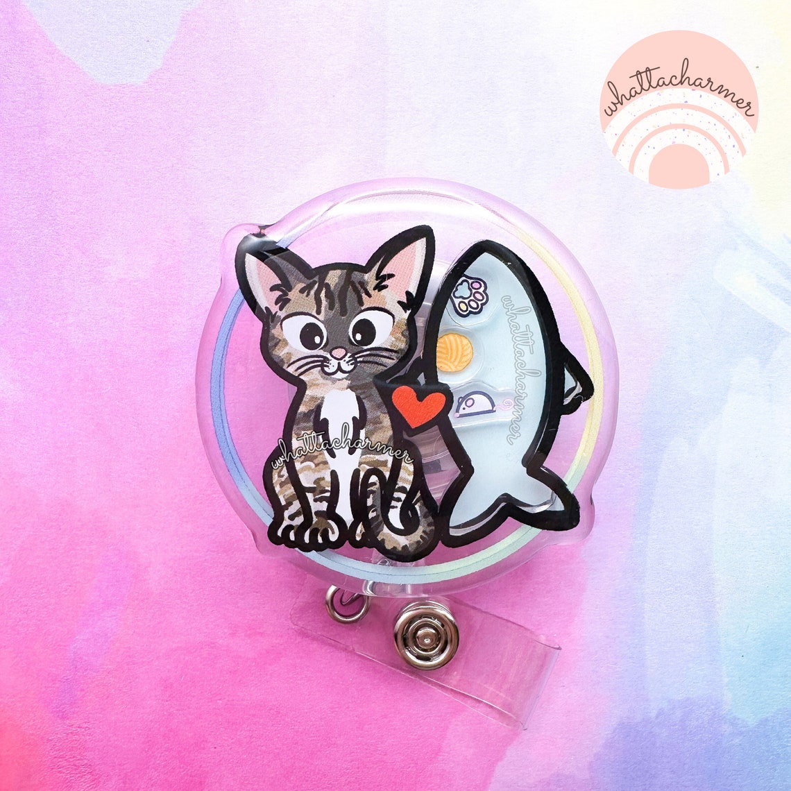 Shorthaired Tortoiseshell Tabby Cat Badge Reel, Torbie Kitty Badge ...