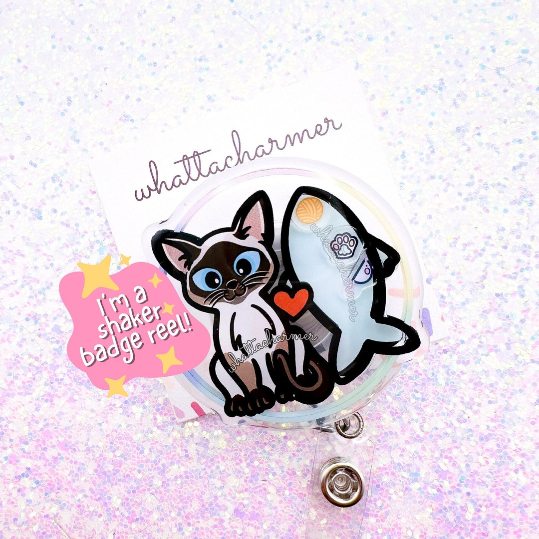 Seal Point Siamese Cat Badge Reel, Miniature Siamese Kitten Badge ...