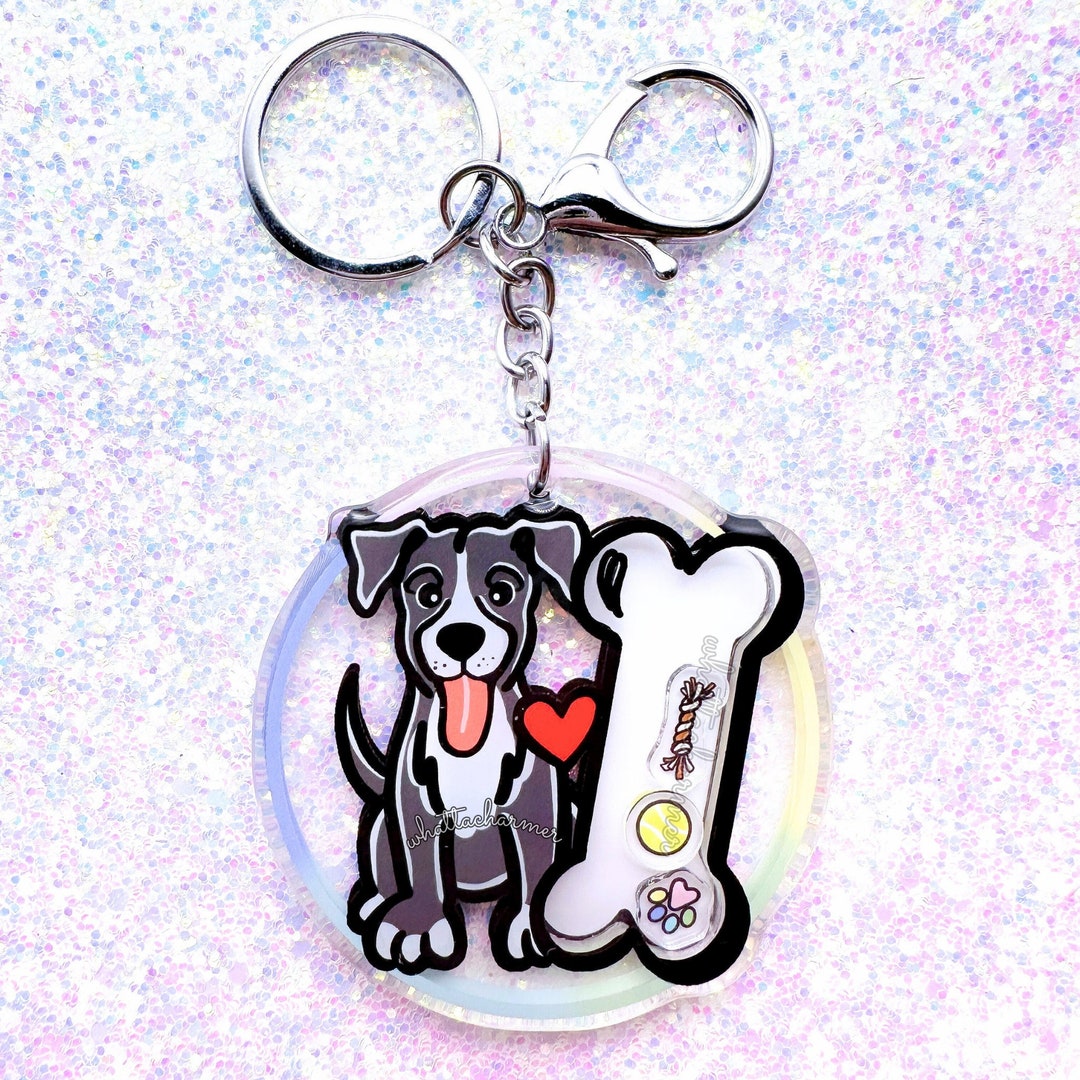 Blue Mountain Cur Acrylic Keychain, Blue Cur Keyring, Gray Cur Charm ...