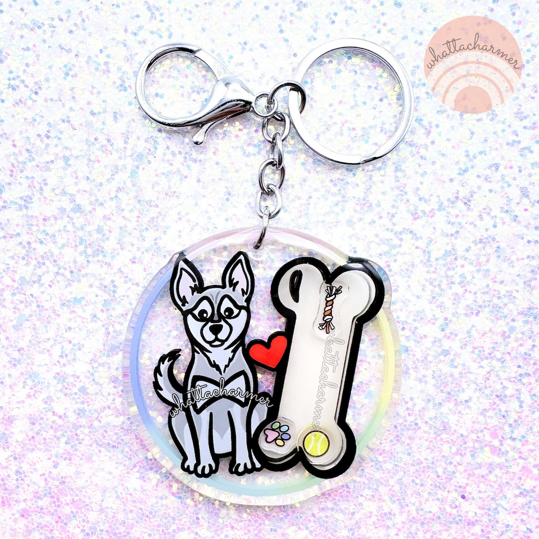 Gray Alaskan Klee Kai Keychain, Grey and White Alaskan Klee Kai Dog Key ...