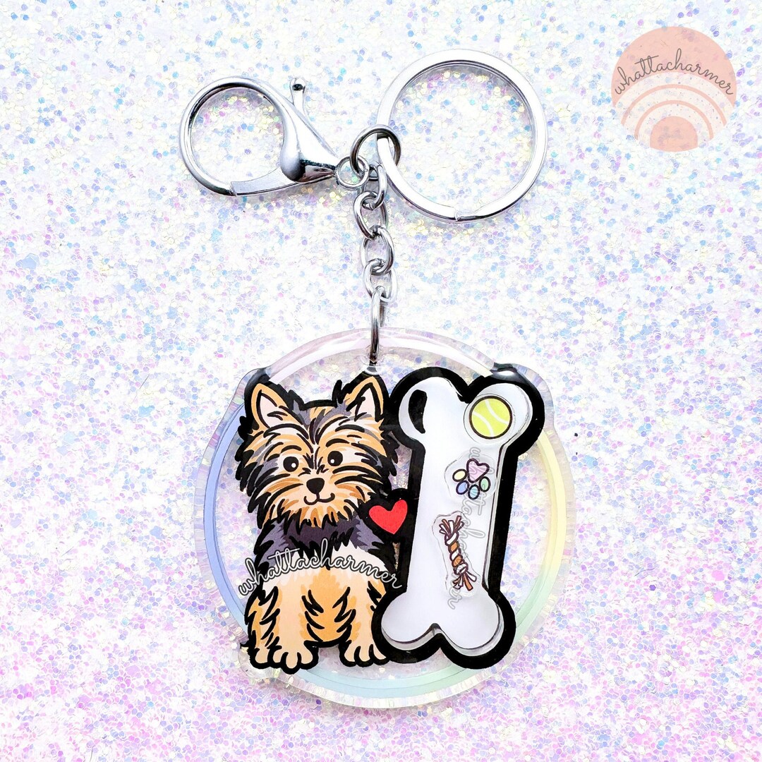 Blue and Tan Yorkshire Terrier Keychain, Teacup Yorkie Keyring, Yorkie ...