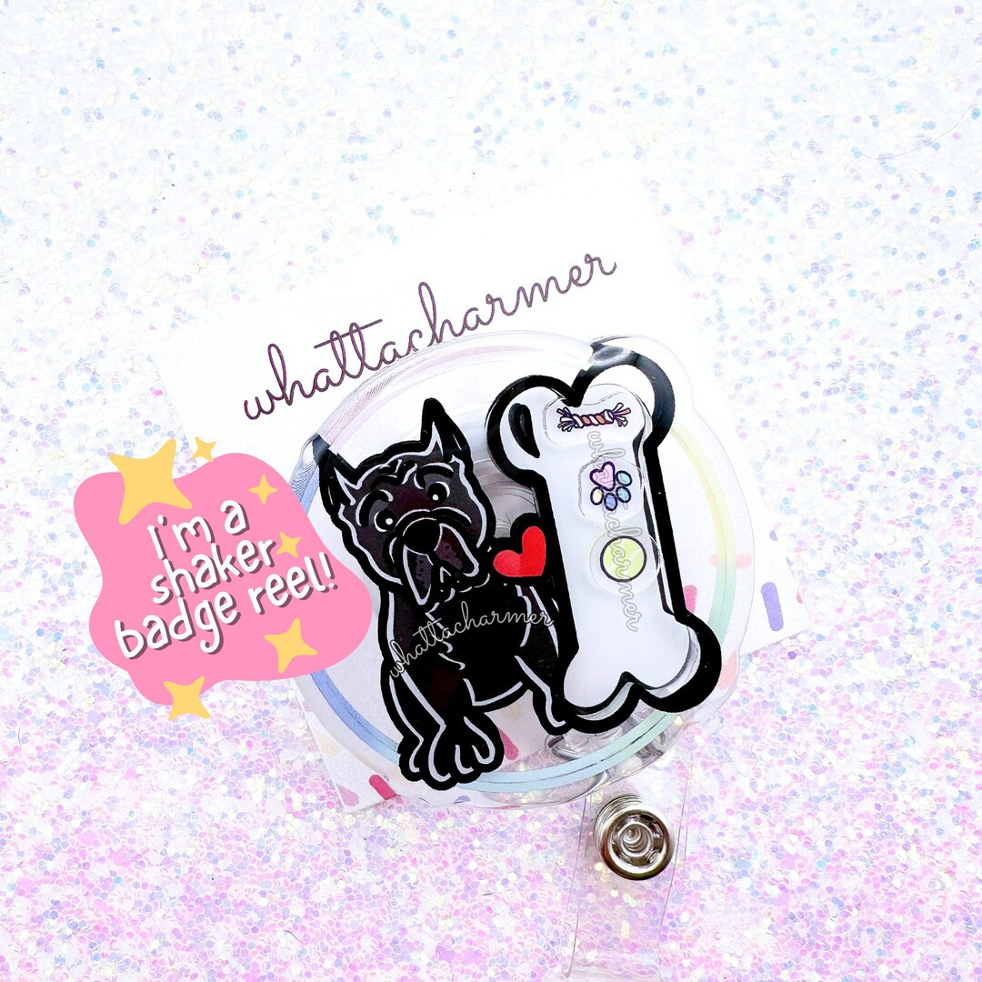Black Cane Corso Badge Reel, Cropped Ears Cane Corso Badge, Cane Corso ...