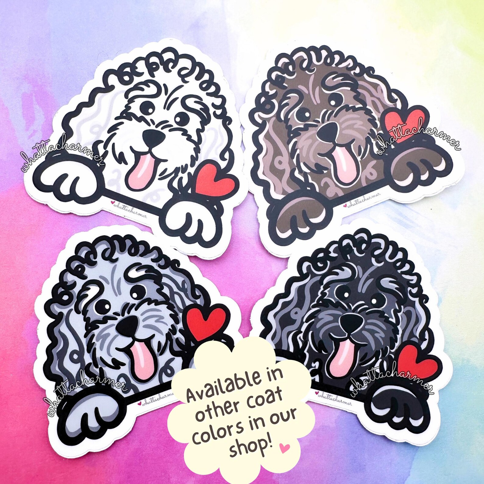 White Poodle Sticker, White Standard Poodle Vinyl Decal, Cute Dog ...