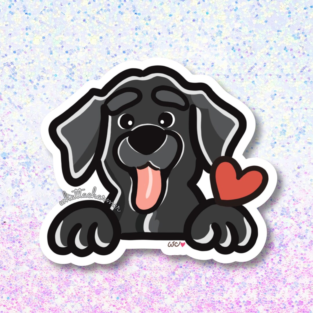 Black Labrador Retriever Sticker, Black Lab Vinyl Decal, Cute Black Dog ...
