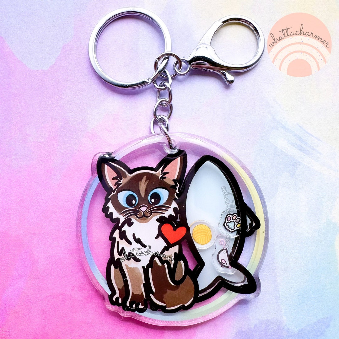 Seal Point Ragdoll Cat Keychain, Ragdoll Kitten Keyring, Ragdoll Cat ...