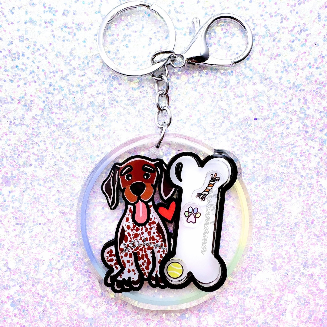 Liver and White German Shorthaired Pointer Keychain, Brown Shorthair ...
