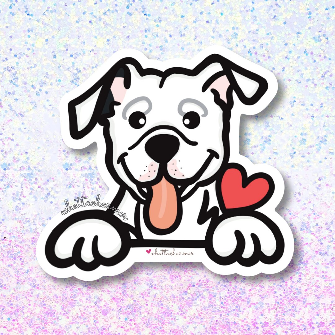 White Pitbull Sticker, White Pitbull Vinyl Decal, Pitbull Dog Sticker ...