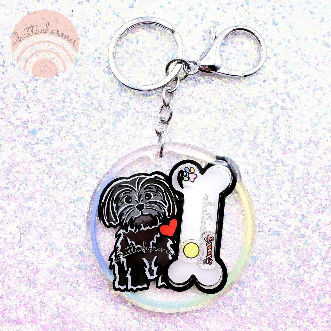 Black Shih Tzu Keychain, Shih Tzu Dog Keyring, Shih Poo Dog Charm, Shih ...