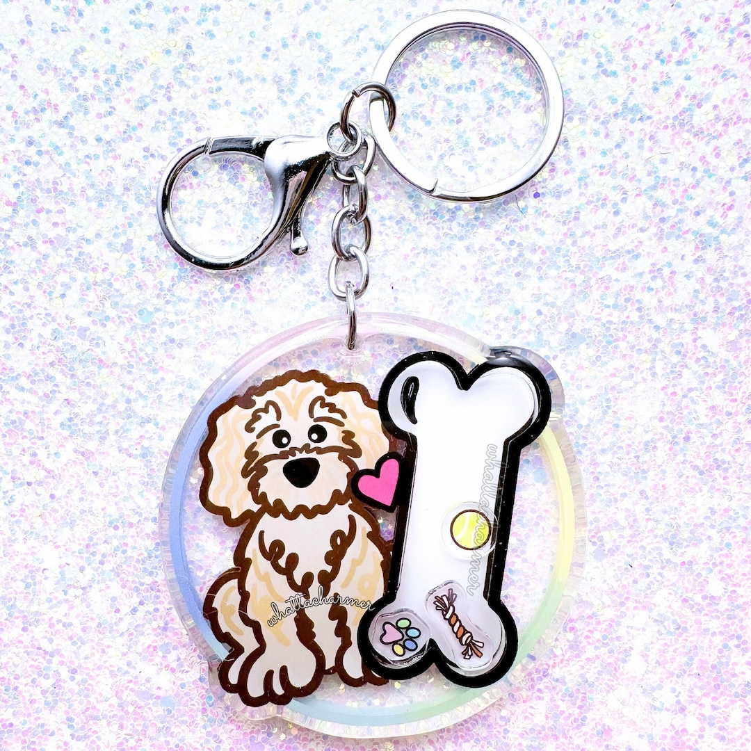 Cream Goldendoodle Keychain, Chocolate Labradoodle Keyring, Labradoodle ...