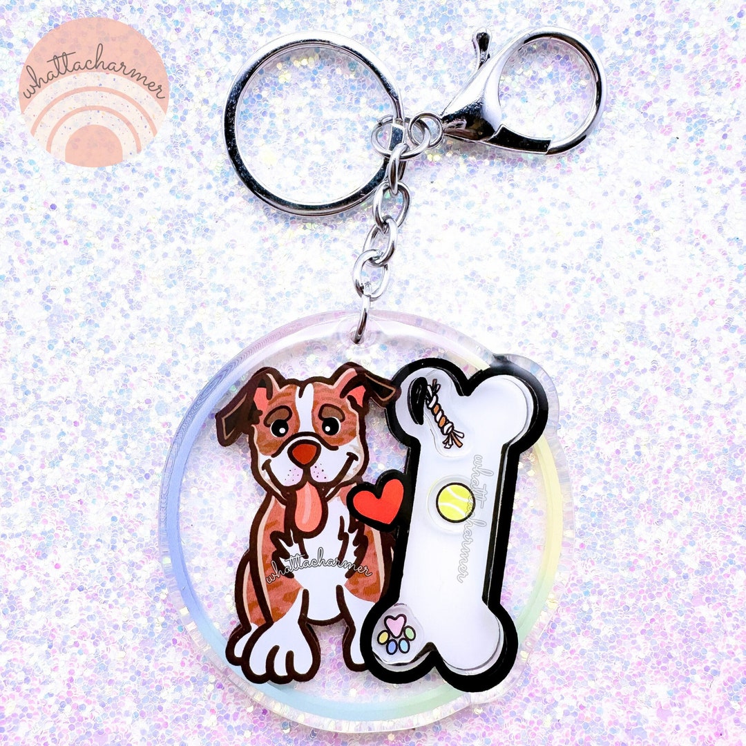 Red Brindle Pitbull Acrylic Keychain, Pitbull Mama Key Ring, Pitbull ...