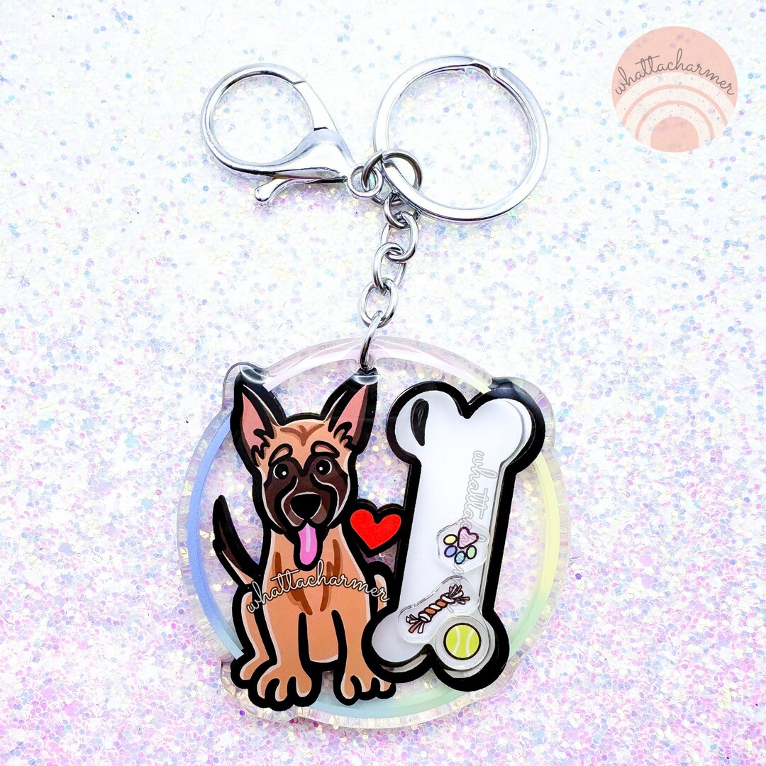 Tan Belgian Malinois Keychain, Malinois Dog Keyring, Malinois Dog Mom ...