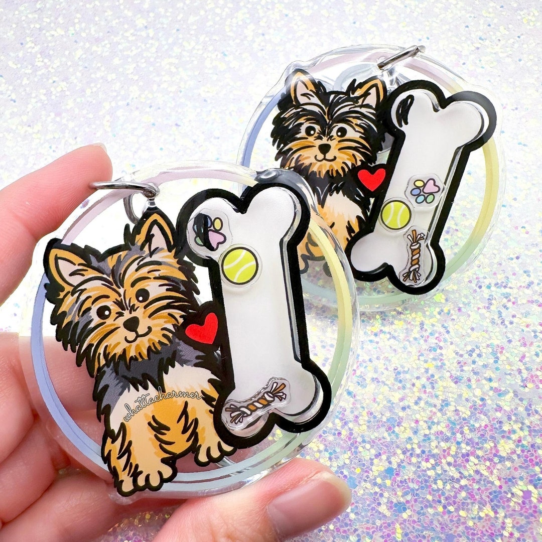 Yorkshire Terrier Acrylic Keychain, Yorkie Mom Key Ring, Dog Father ...