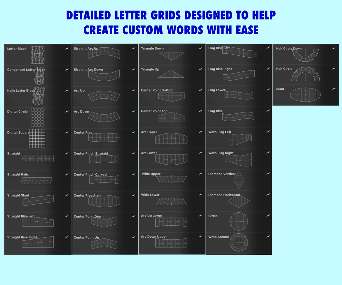 43 Procreate Letter Grid Templates, Grid Brushes, Lettering Guide ...