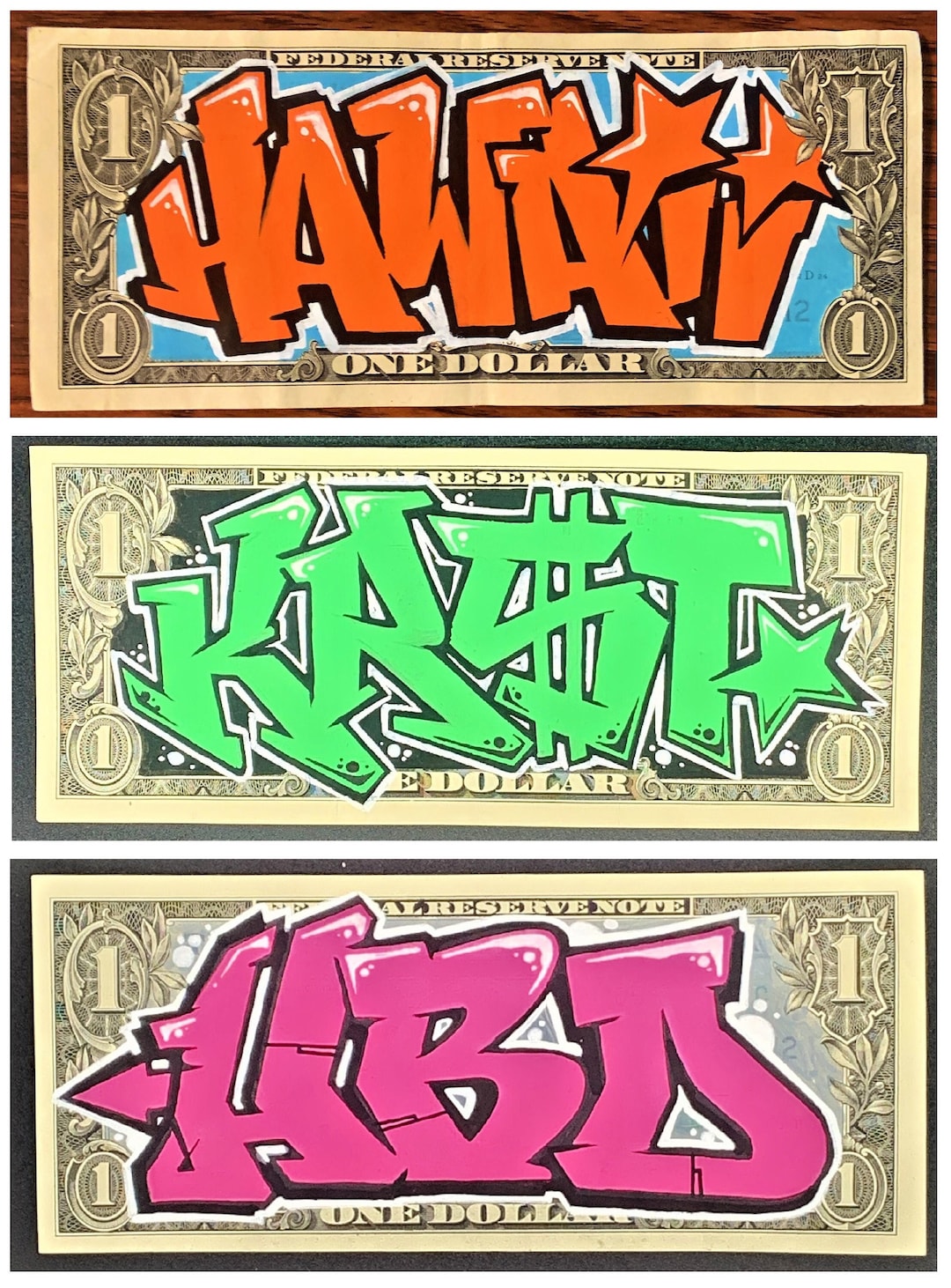 Graffiti Letters on Money, Cash, Dollar Bill. Personalized Custom ...