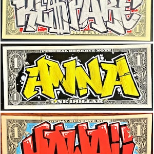 Graffiti Letters on Money, Cash, Dollar Bill. Personalized Custom ...